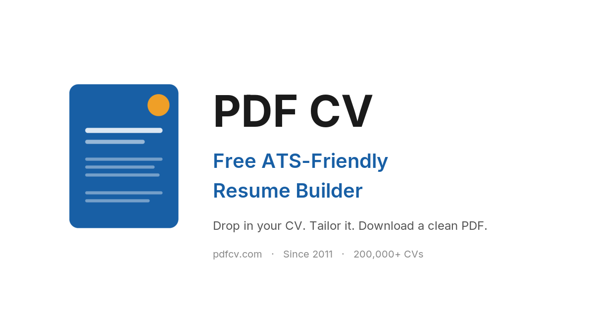 PDF CV — Free ATS-Friendly Online Resume and CV Builder